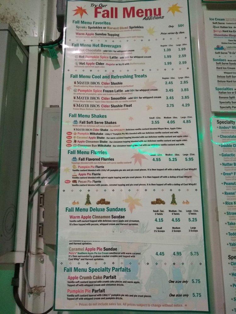 Menu at Green Acres Ice Cream, Depew, Broadway