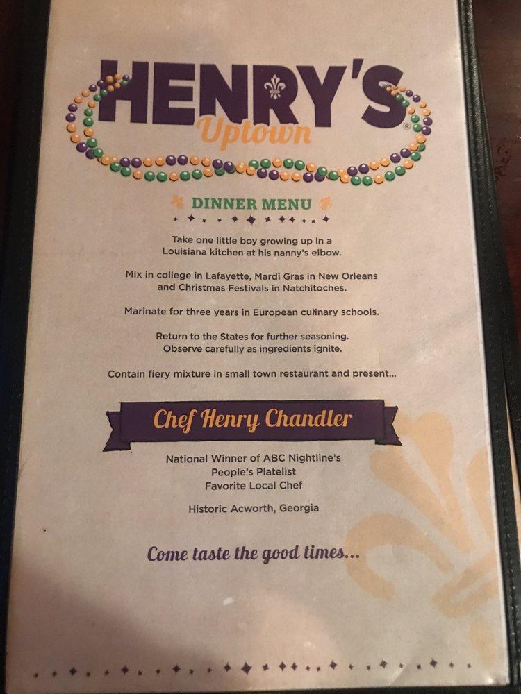 Carta del restaurante Henry's Louisiana Grill, Acworth