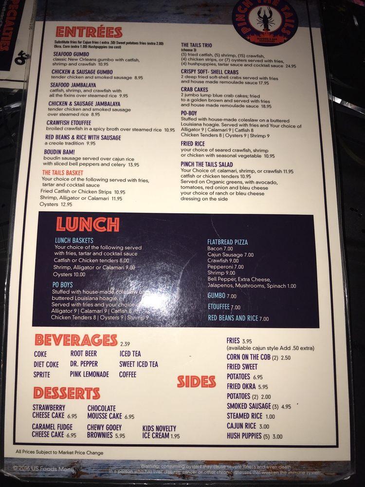 Menu at Pinch The Tails pub & bar, Dallas