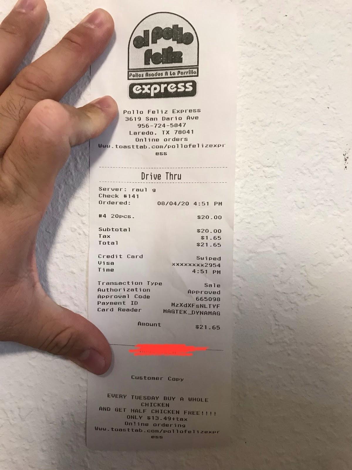 Menu at Pollo Feliz Express restaurant, Laredo, San Dario Ave
