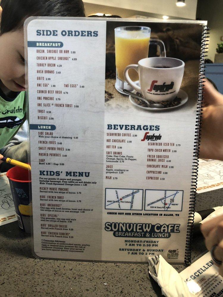 Menu at Sunview Cafe, The Colony, State Hwy 121 Ste 120