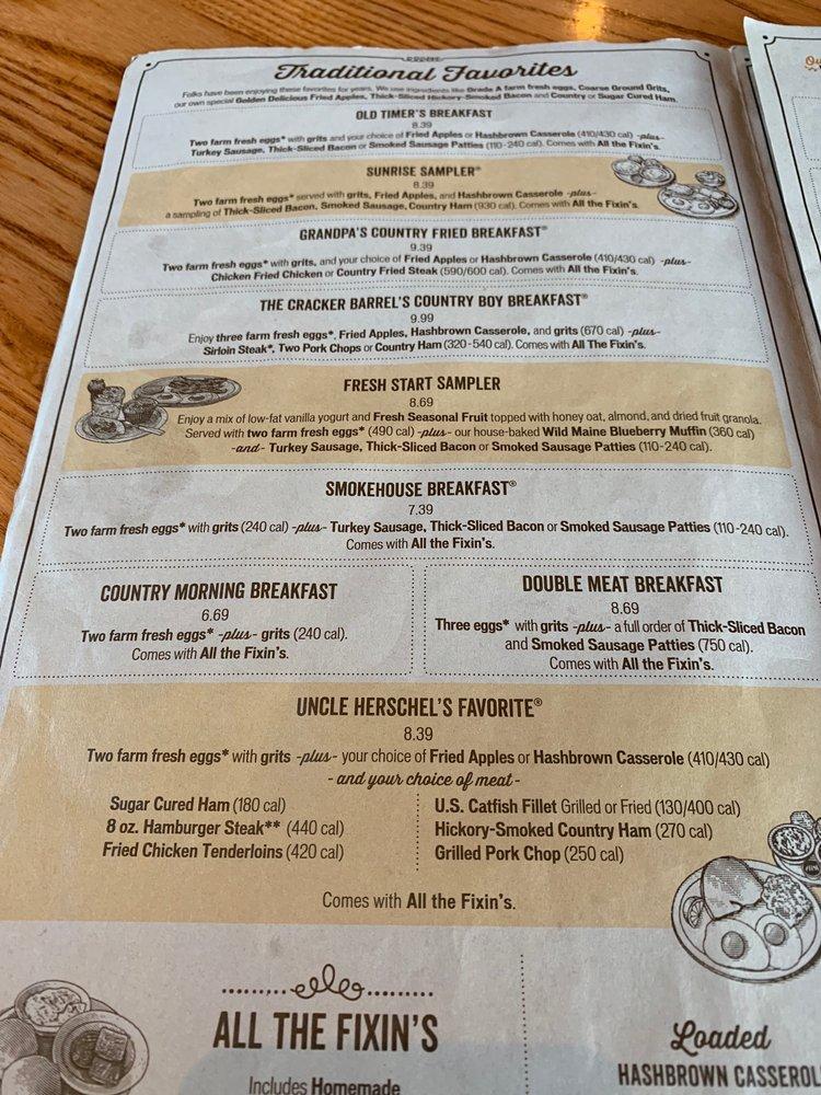 Menu at Cracker Barrel Old Country Store, Anderson