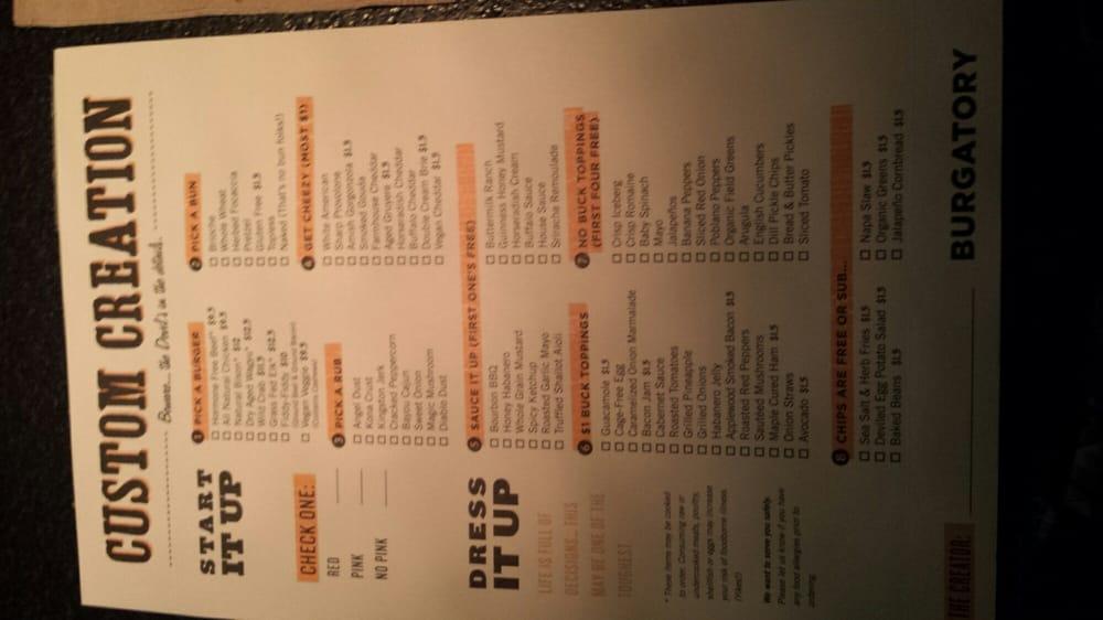Menu at Burgatory pub & bar, Robinson Township