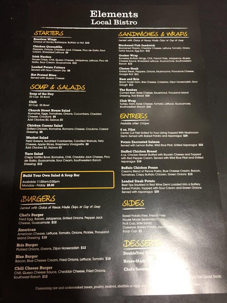 Menu at Elements pub & bar, Newark, 50 N 2nd St