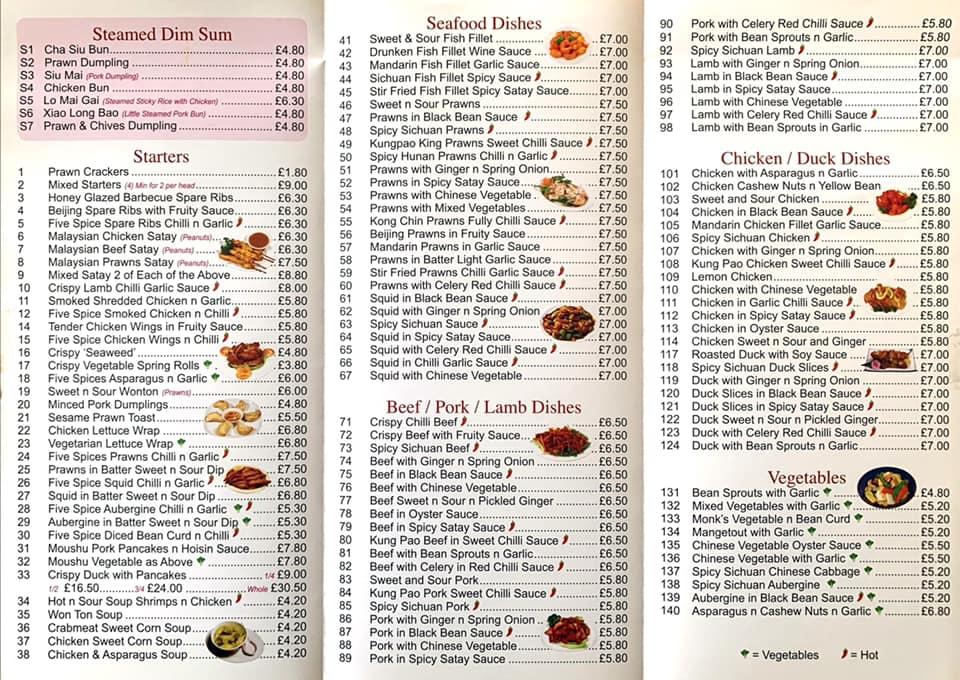 Menu at Jade Fountain restaurant, Sawston