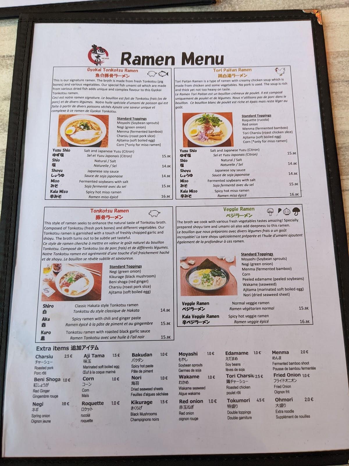 Speisekarte von MENMA 麺真 Place Jourdan, Etterbeek