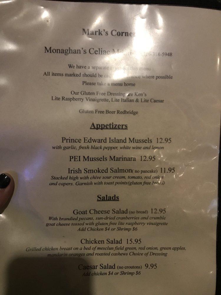 Menu at Monaghan's Irish Restaurant, Rockville Centre