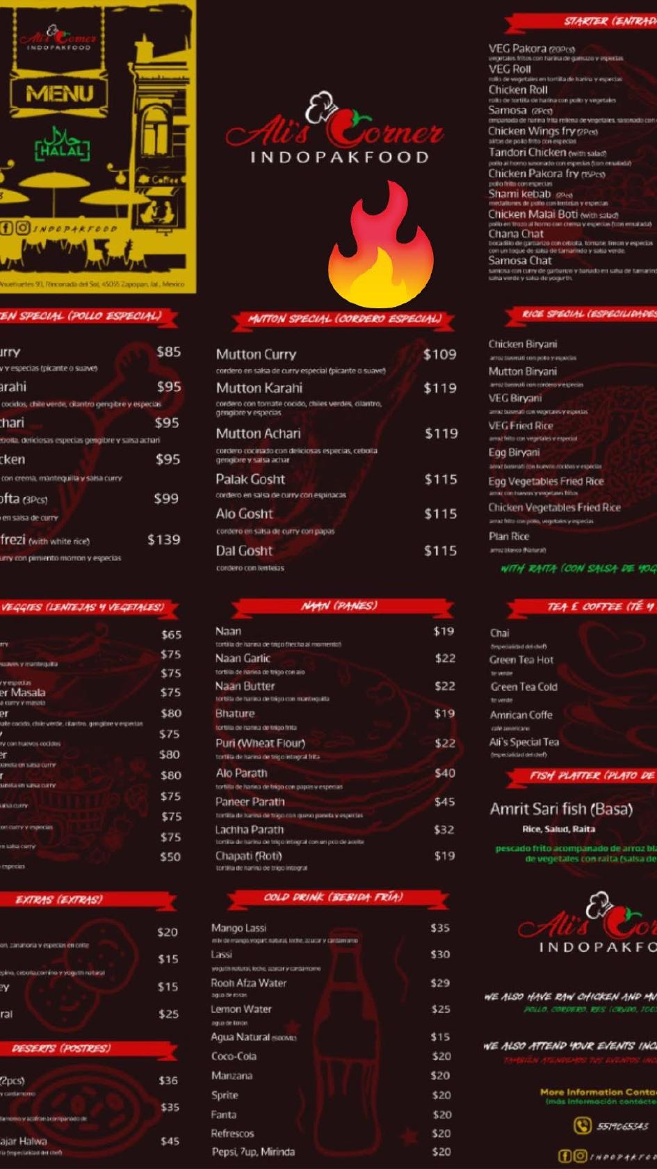 Menu at Ali Corner IndoPak food 100%Halal restaurant, Zapopan