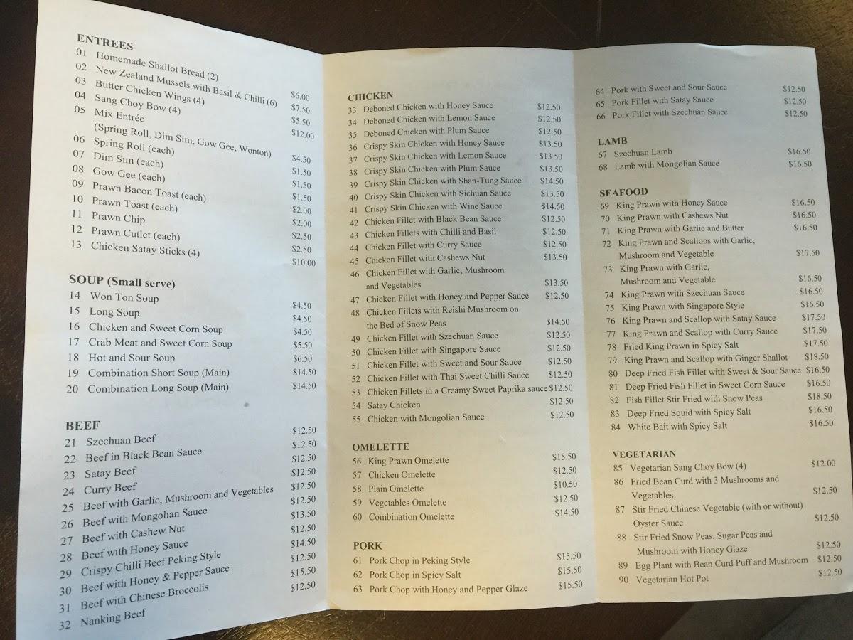 Menu at Chau Kitchen restaurant, Hawker
