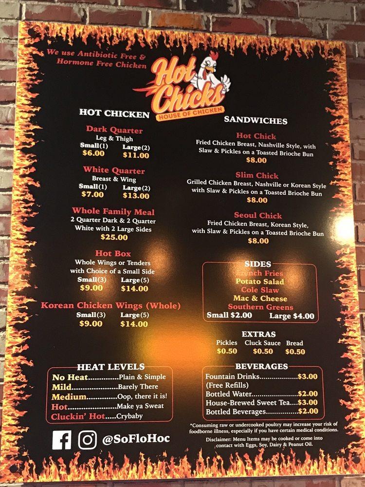 Menu at Hot Chicks House of Chicken restaurant, Pembroke Pines