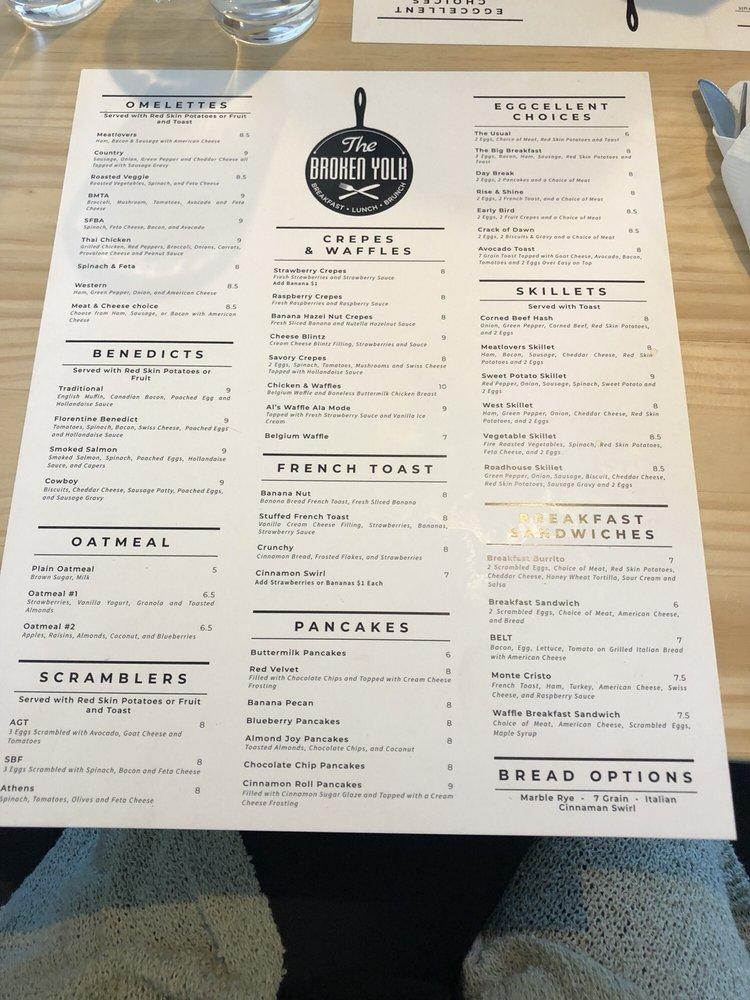 Menu at The Bread & Yolk cafe, Orion charter Township