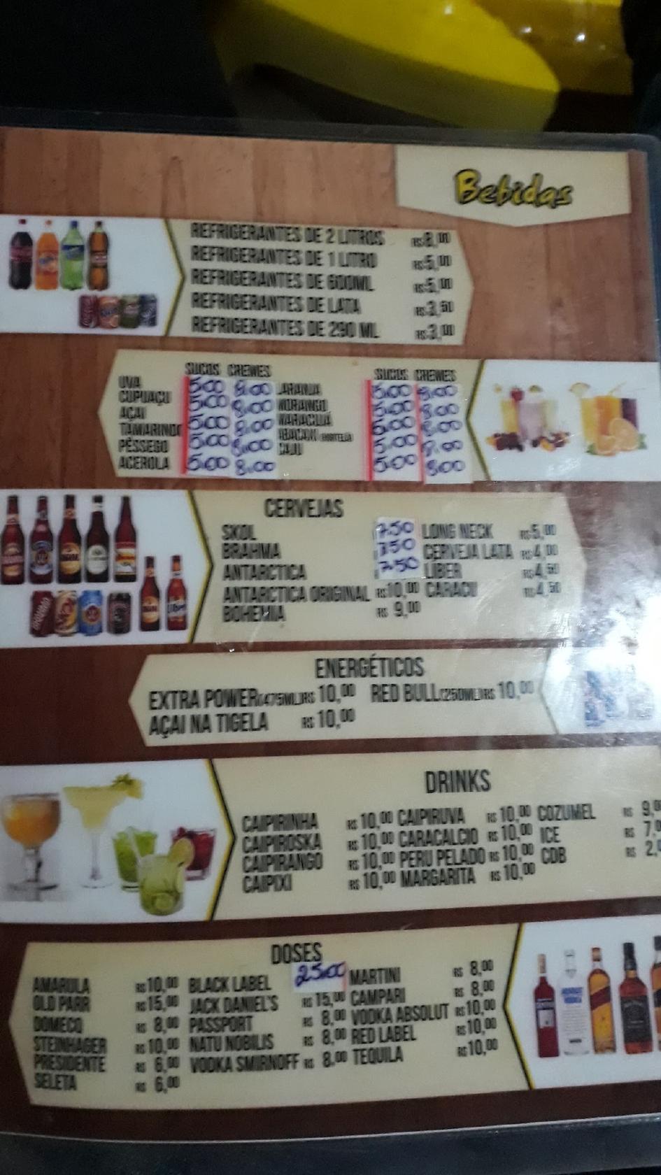 Menu at the Mouse Bar, São Luís de Montes Belos, Av. Pará