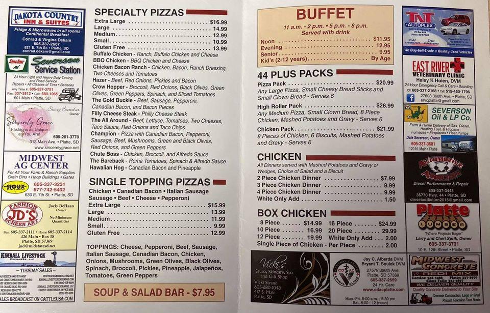 Menu at 44 Pizza + restaurant, Platte