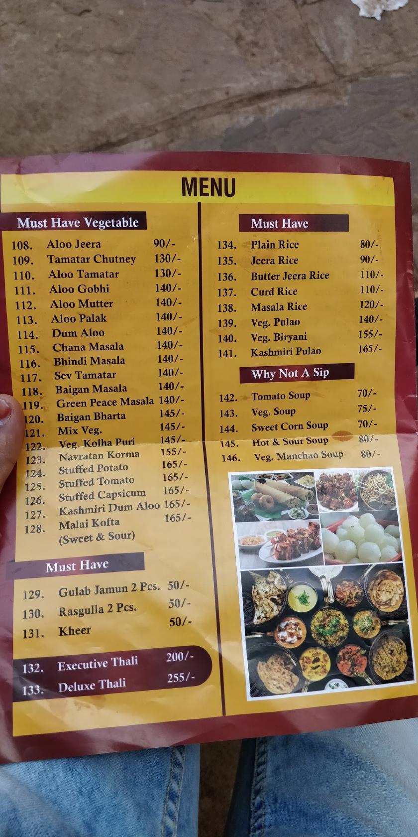 Menu at BETA BAWARCHI, Pachmarhi, Mahadev Rd