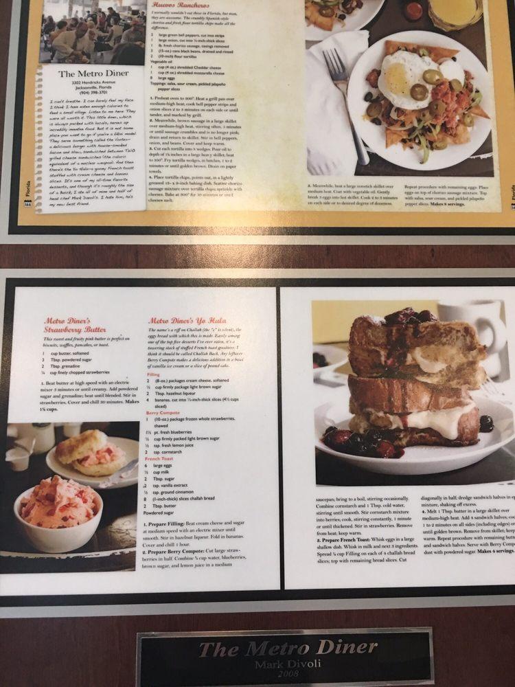 Menu at Metro Diner restaurant, Palm Coast