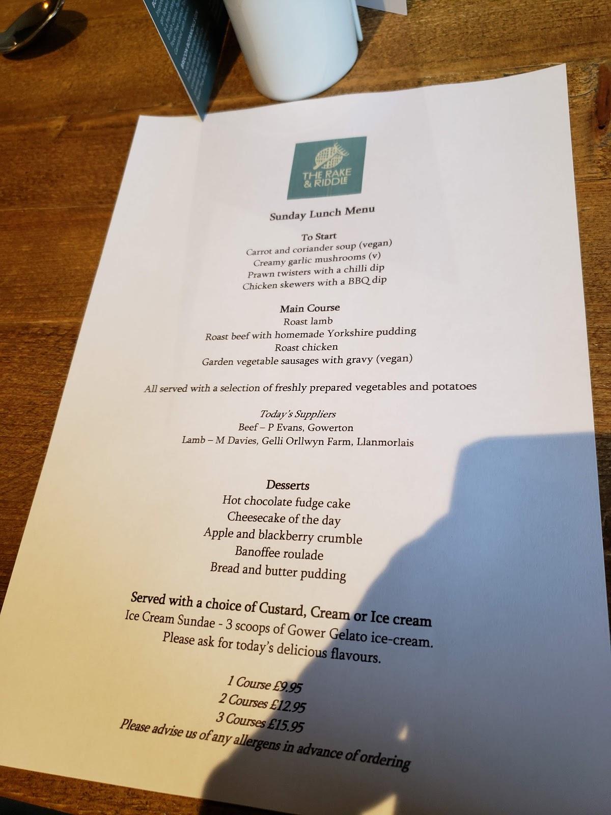 Menu at Rake And Riddle pub & bar, Bynea