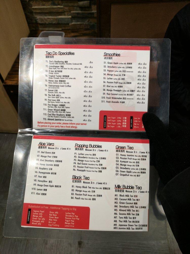 Menu at Tea Do pub & bar, Boston