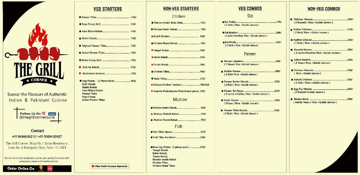 Menu at The grill corner, Pune