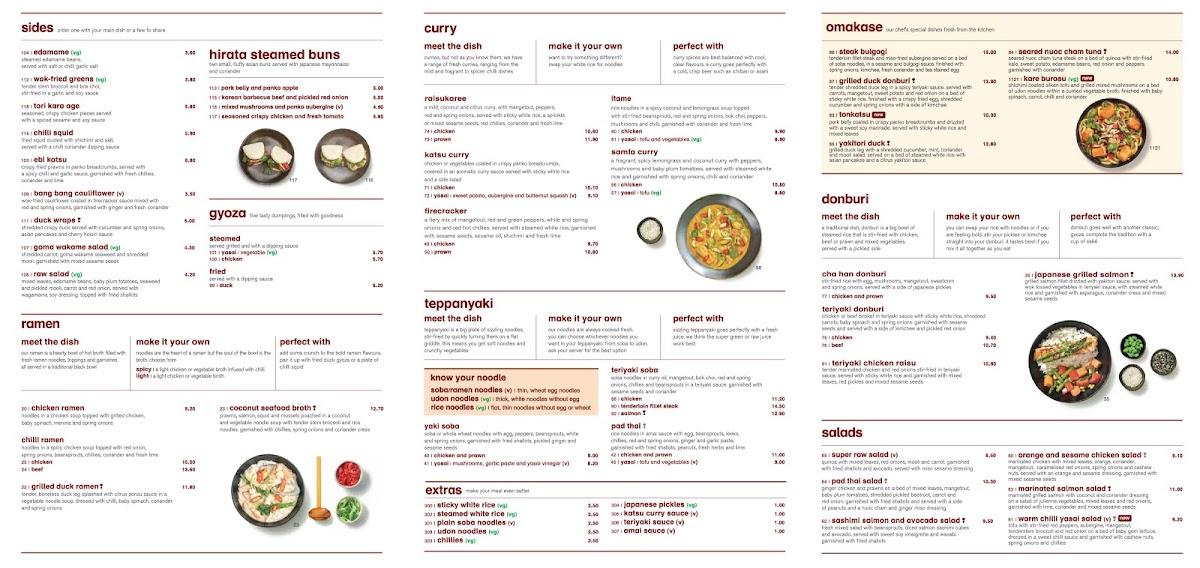 Menu at wagamama Ayia Napa, Ayia Napa, Ayia Napa