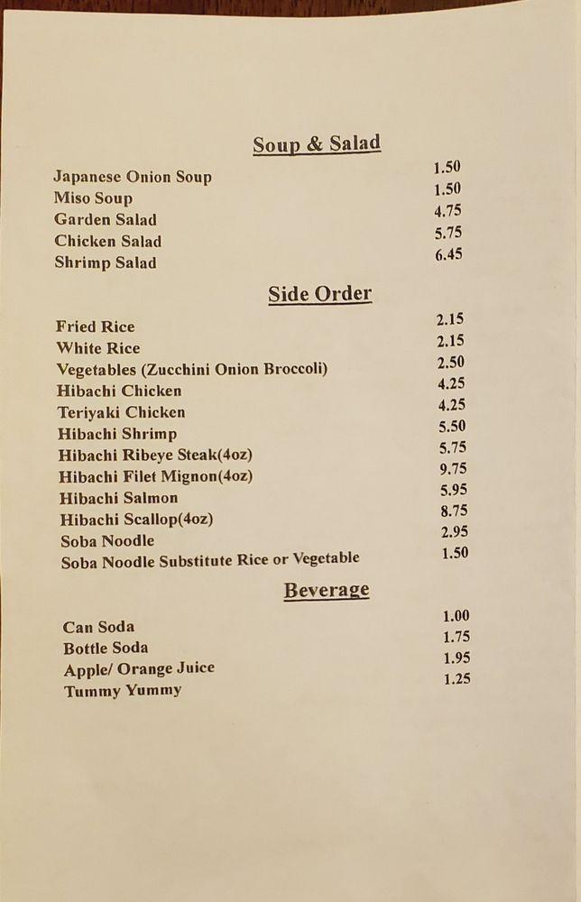 Menu at Hibachi Jr. Express restaurant, Archdale