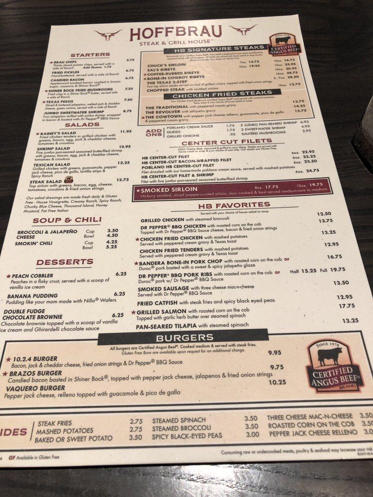 Menu at Hoffbrau Steak & Grill House steakhouse, Benbrook