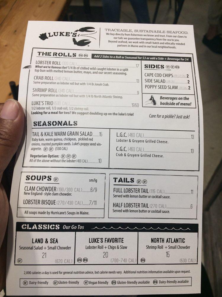 Menu at Luke's Lobster Brickell City Centre restaurant, Miami