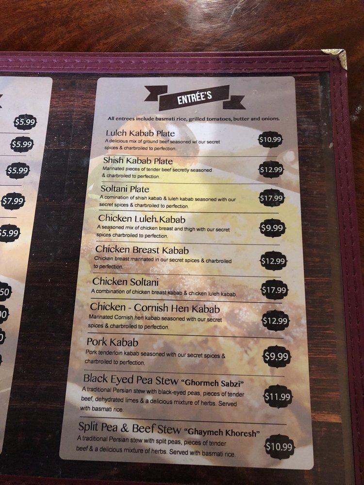 Carta del restaurante Moon Mart Kabab, Glendale