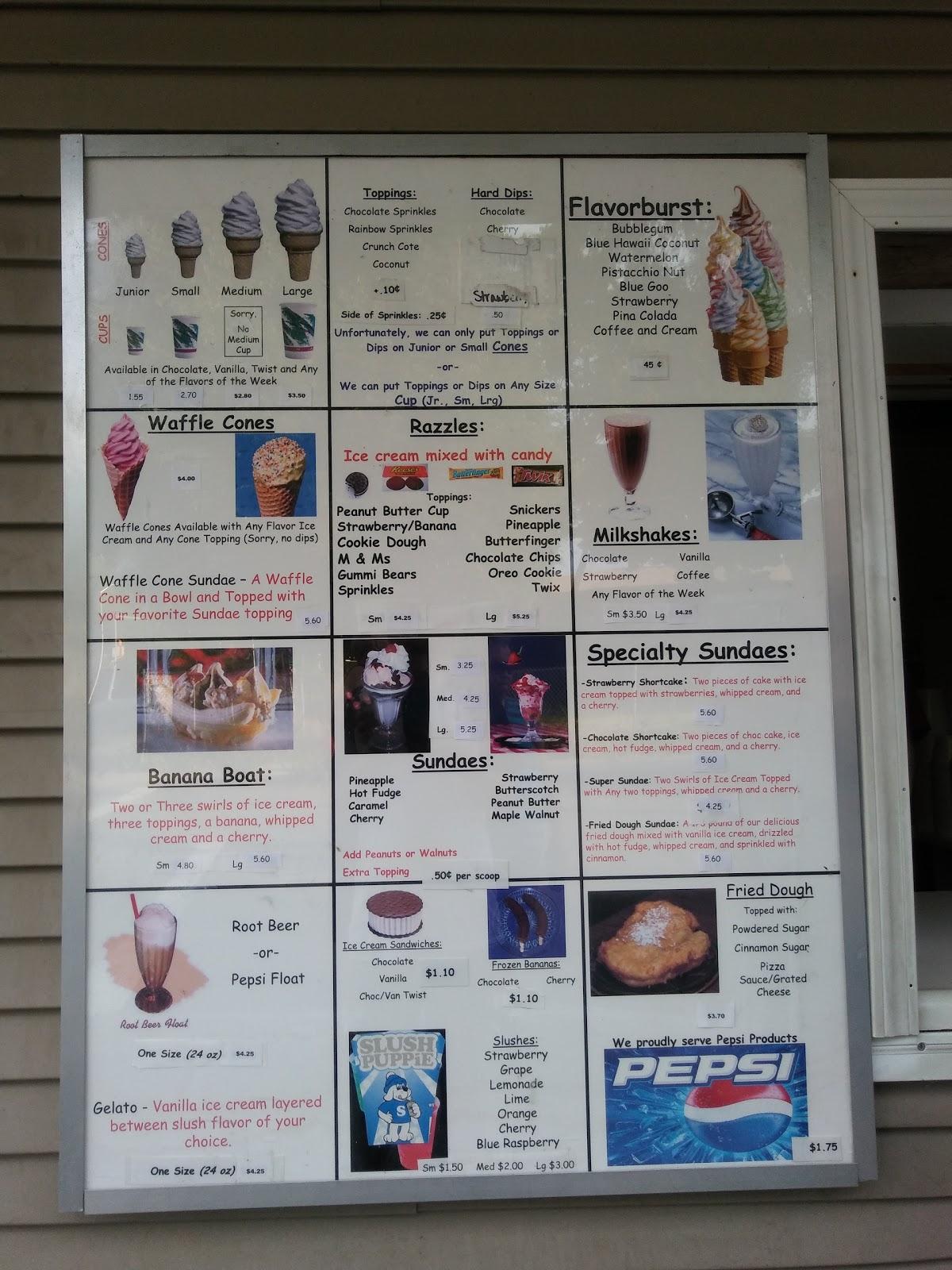 Menu at Roger's Place desserts, Chicopee