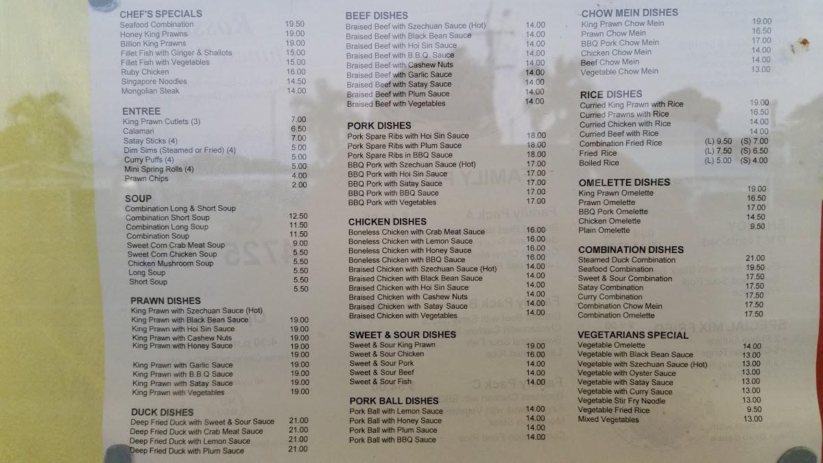 Menu at Rosslea Chinese Takeaway fast food, Rosslea