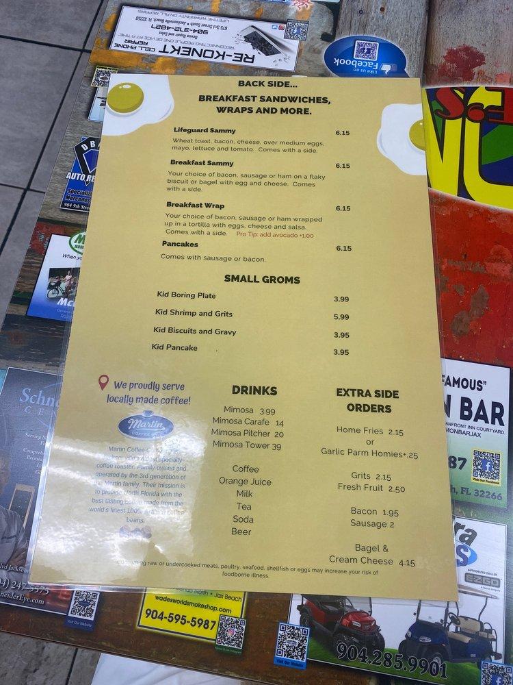 Menu at Grom restaurant, Jacksonville Beach, 204 3rd Ave S