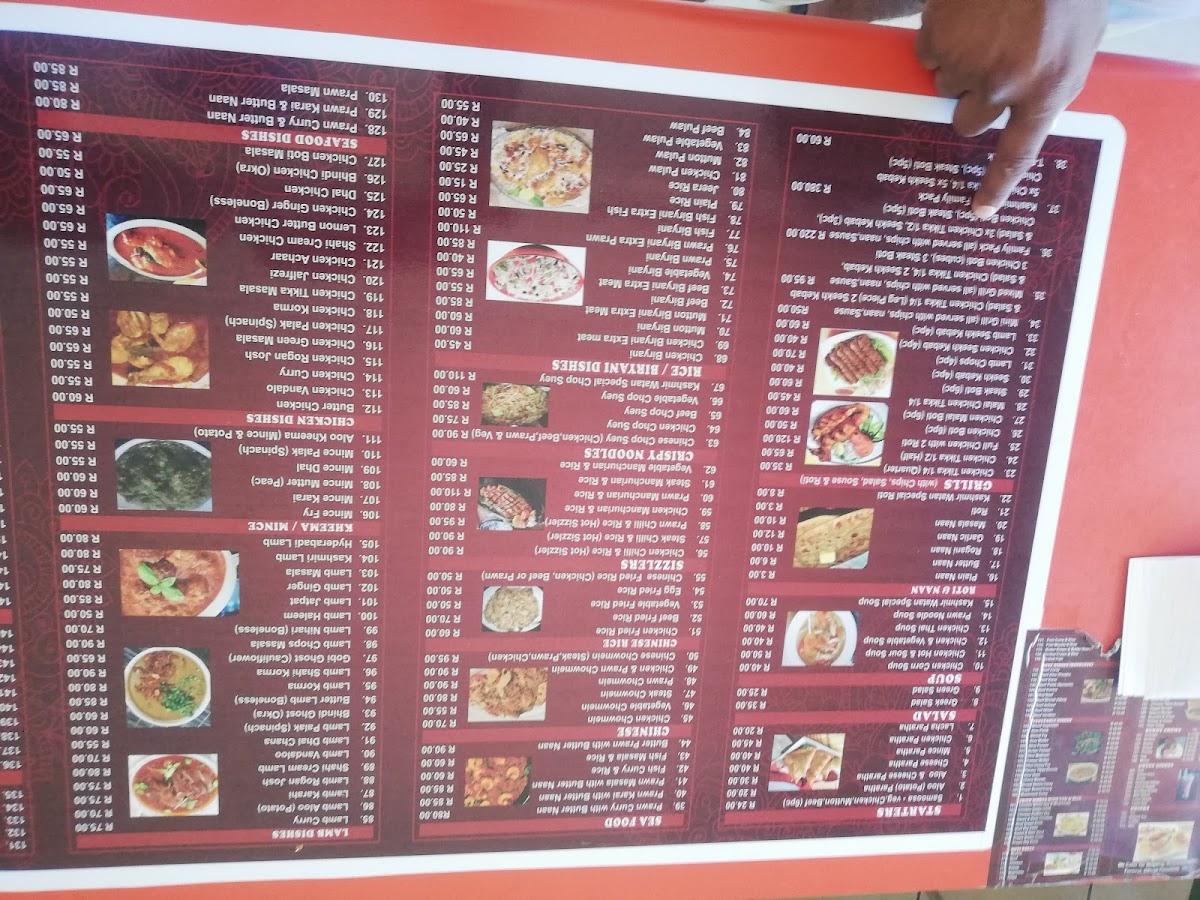 Menu at Kashmir Tikka House restaurant, Vereeniging, No 10 on bilal ...
