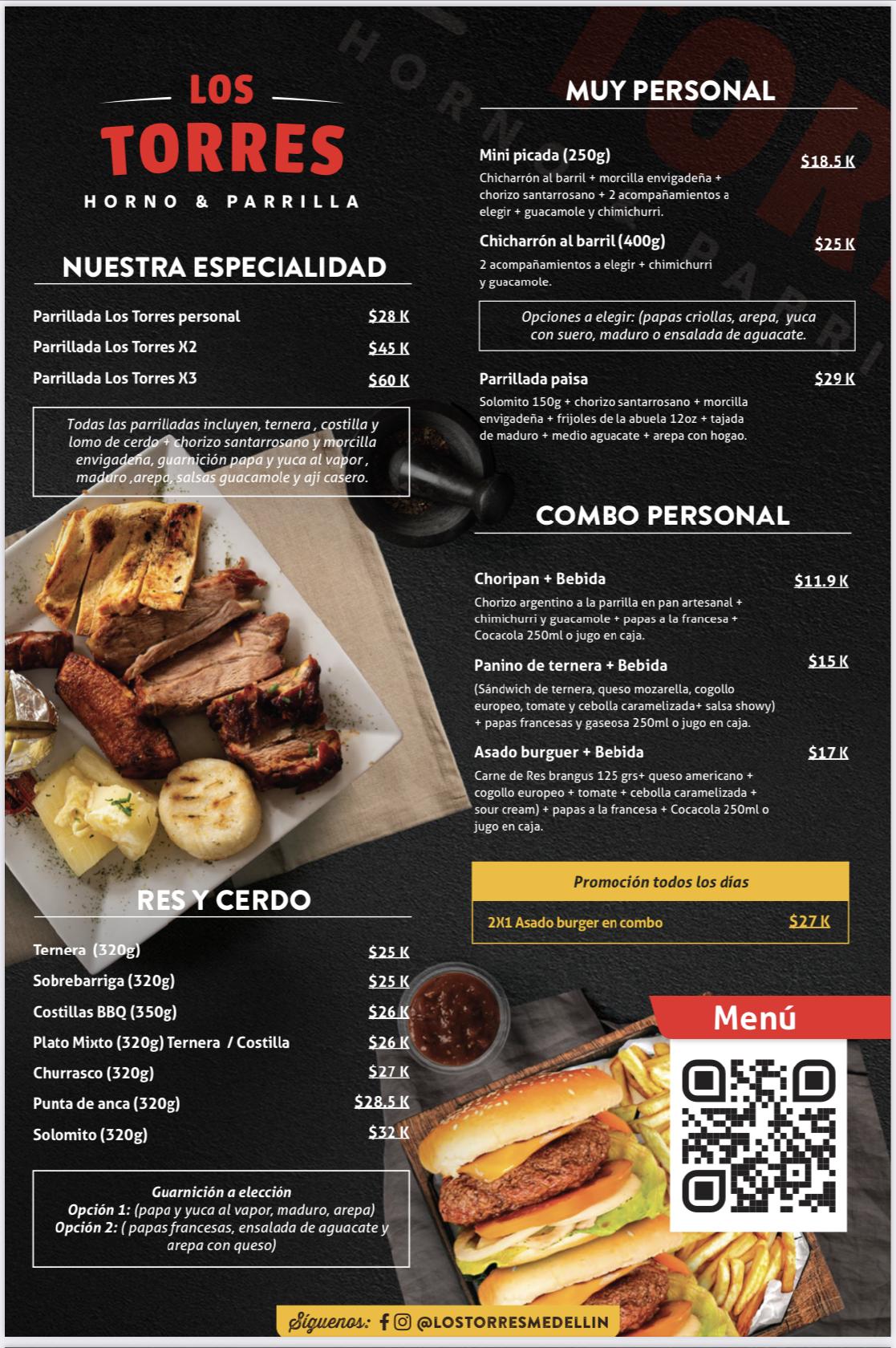 Menu at Los Torres Oven & Grill Sabaneta restaurant, Sabaneta