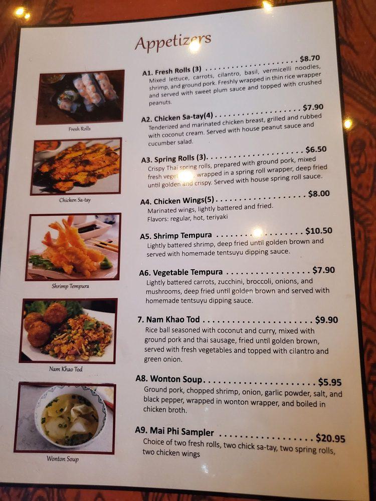 Menu at Mai Phi Authentic Asian Cuisine restaurant, Southern Pines