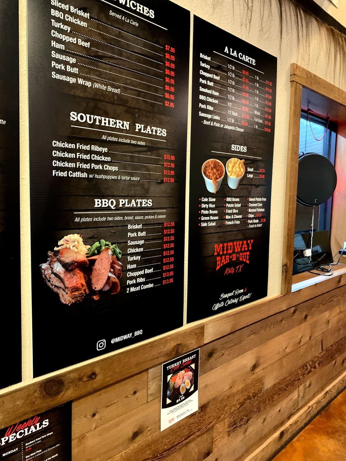 Menu at Midway BBQ, Katy