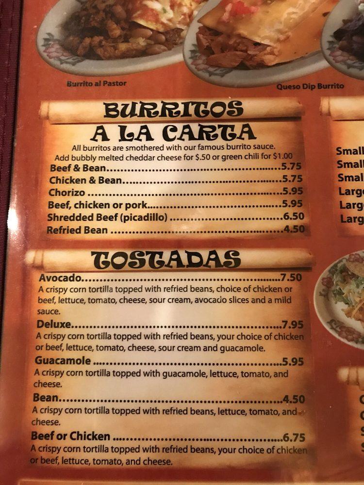 Menu at Mi Mexico Restaurant, Colorado Springs