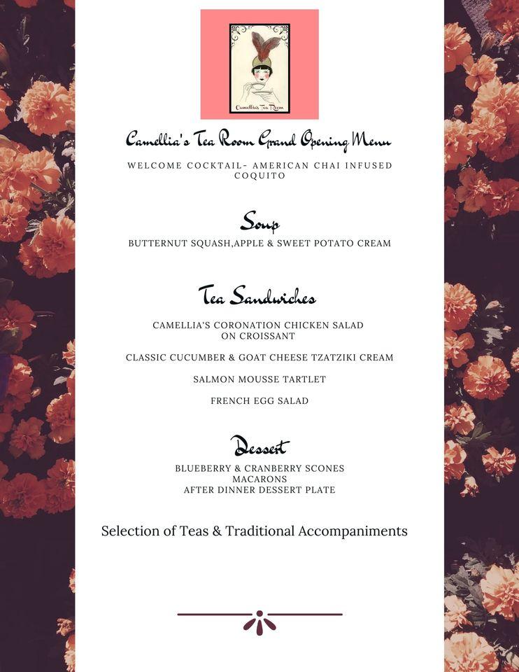 Menu at Camellia's Tea Room, Valrico