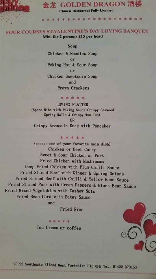 Menu at Golden Dragon Chinese Restaurants and Takeaway, Elland