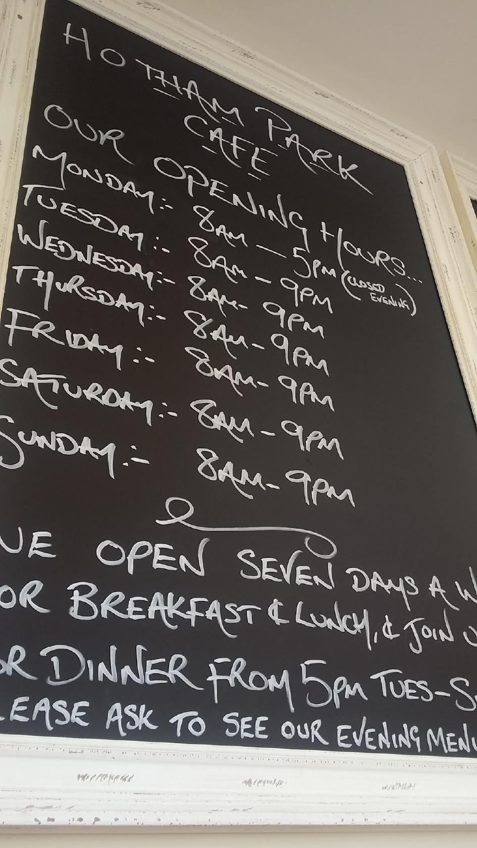 Menu at Hotham Park Cafe, Bognor Regis