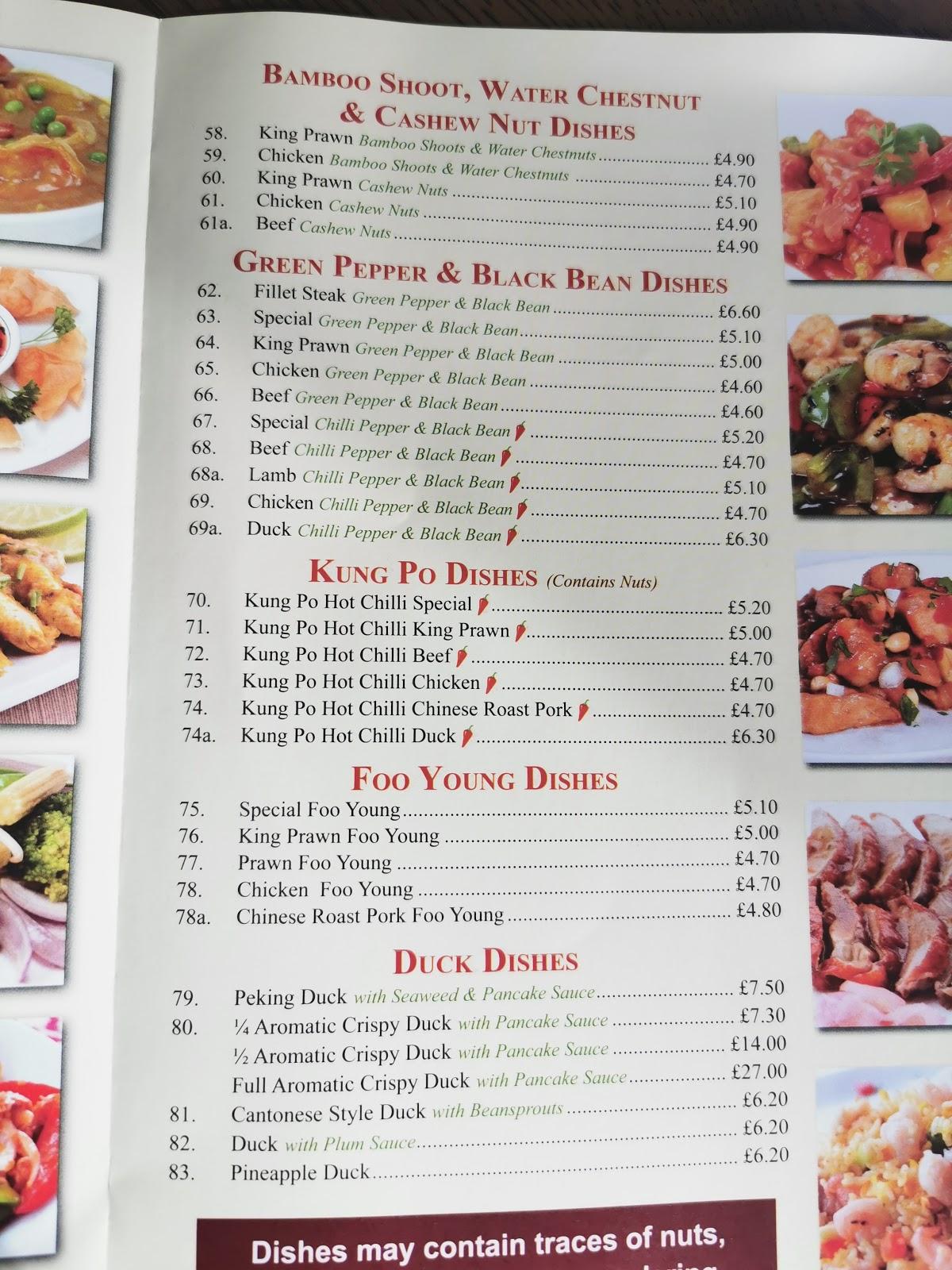 Menu at long hua chinese take away restaurant, Hull