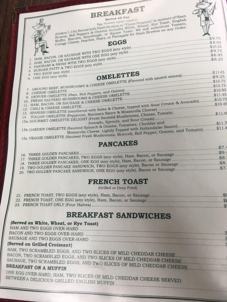 Menu at Snooty Fox restaurant, Laguna Hills
