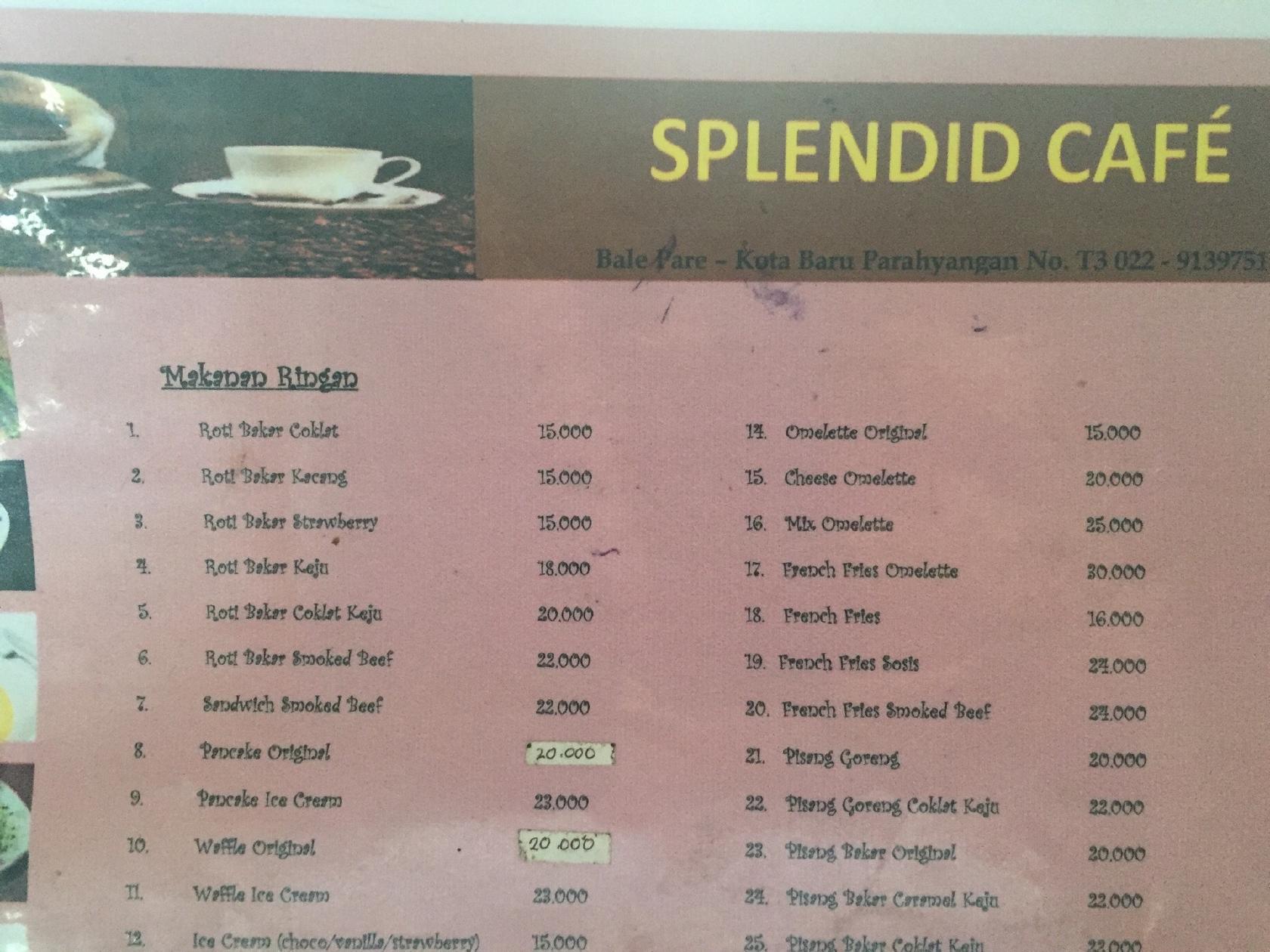 Menu at Splendid Cafe & Resto, Padalarang