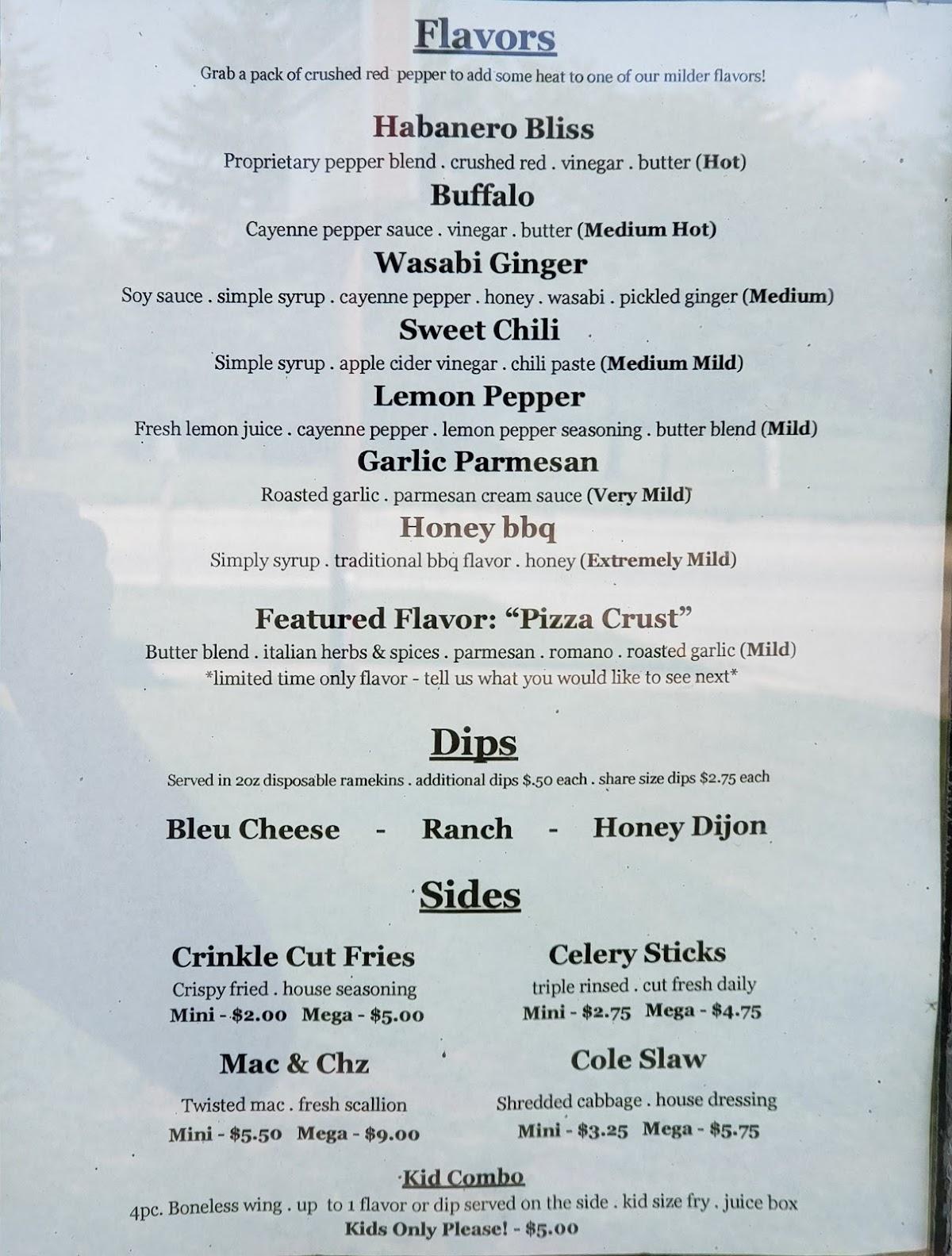 Menu at Wing World of Sparta restaurant, Sparta
