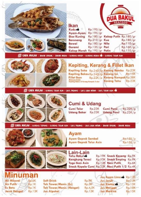 Menu at Dua Bakul Seafood restaurant, Bekasi Regency