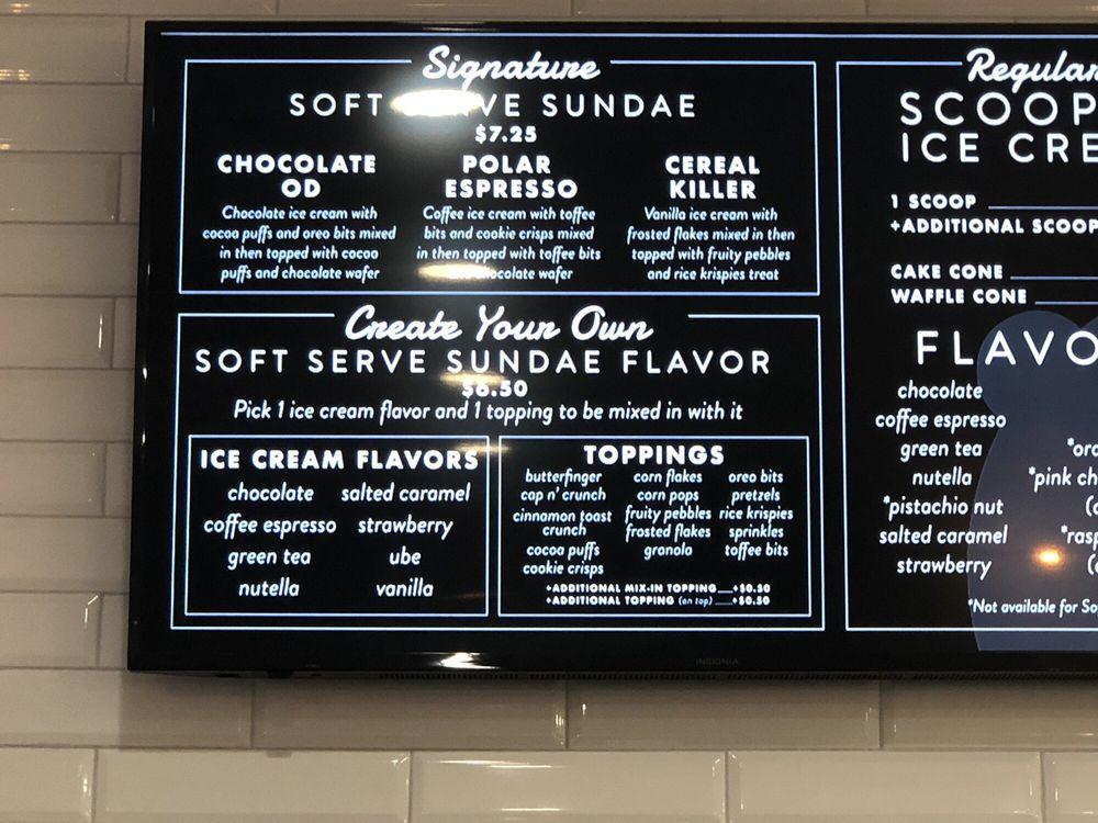 Menu at Polar Playground desserts, Huntington Beach