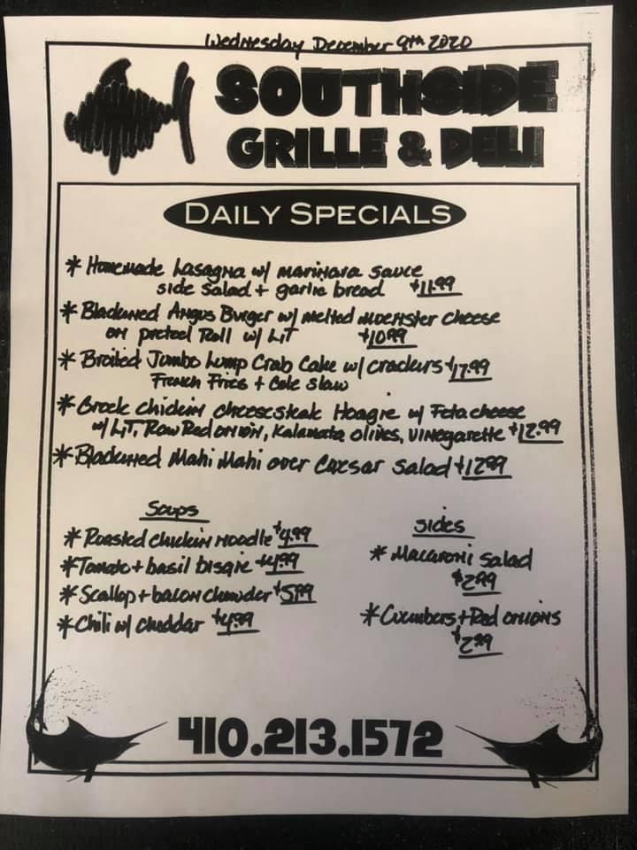 Menu at Southside Grille & Deli restaurant, Ocean City