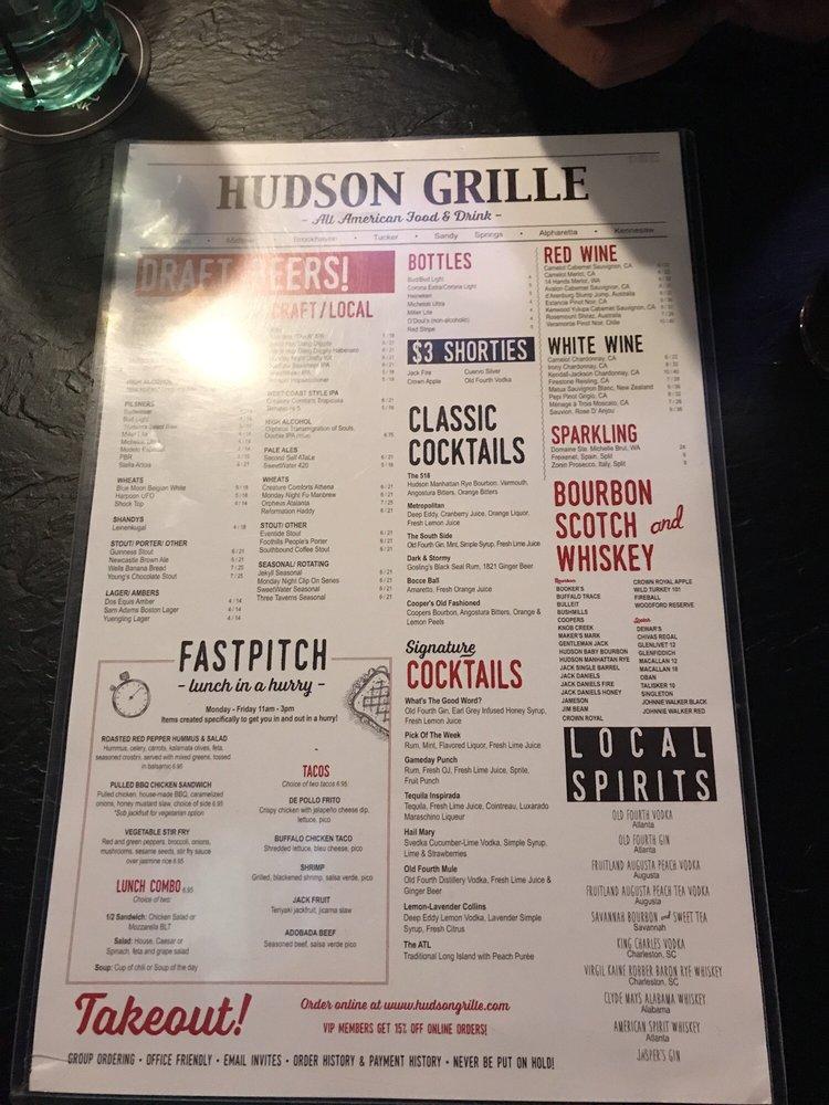 Menu at Hudson Grille Sandy Springs pub & bar, Sandy Springs, Roswell Rd NE
