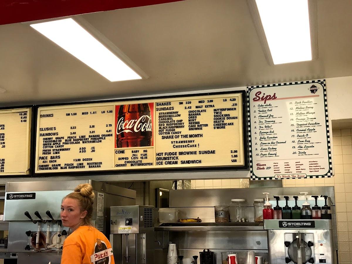 Menu at Pace's Drive-In fast food, Layton, 344 N Main St