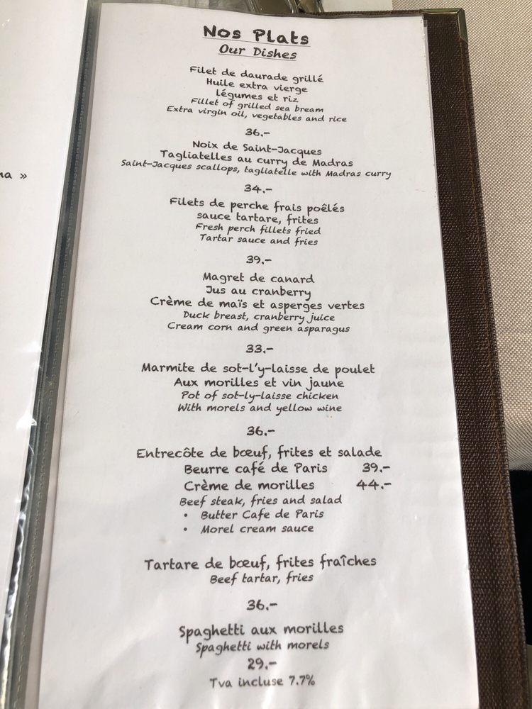 Menu at Perron, Geneva, Rue du Perron 5