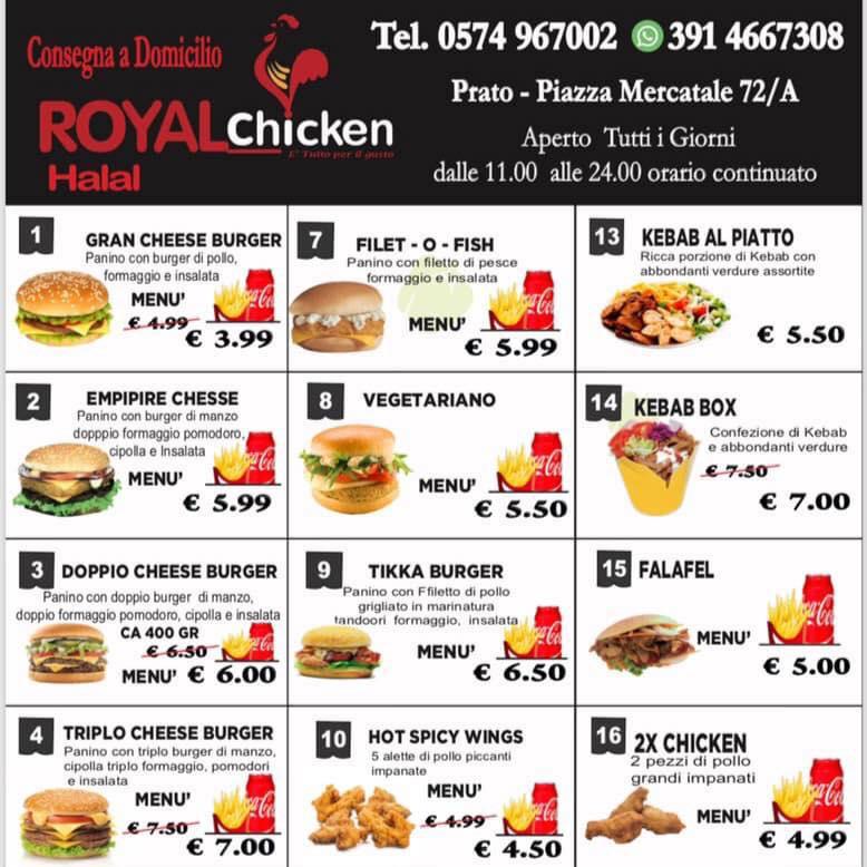 Menu at Royal nawab fried chicken restaurant, Prato