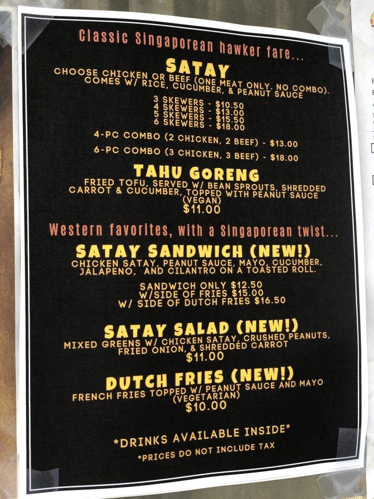 Menu at Satay By The Bay SF, Pacifica